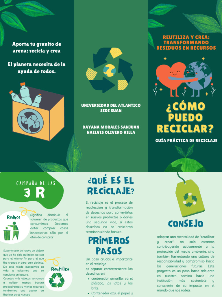 Folleto Sobre El Reciclaje Organico Texturado Cafe y Verde | PDF