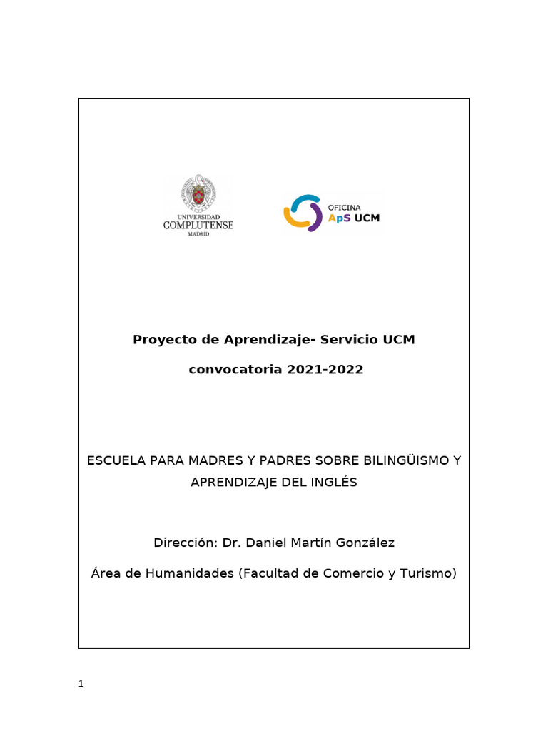 Memoria Final Convocatoria ApS 2021-22 DANIEL MARTIN | PDF