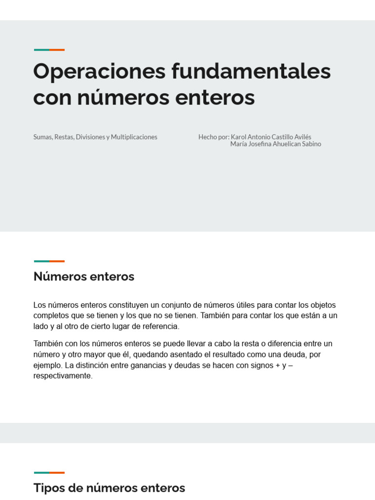 Operaciones Fundamentales Con Números Enteros | PDF