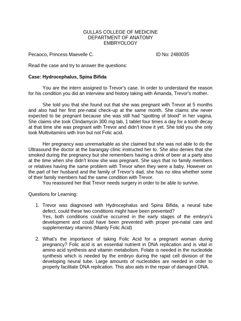 EMBRYOLOGY Case Trigger 2 | PDF