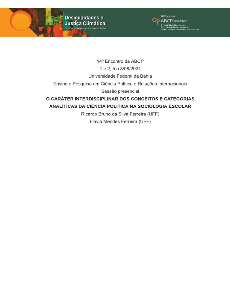 Artigo Final ABCP 2024 Ensino de CP - Ricardo e Flavia | PDF