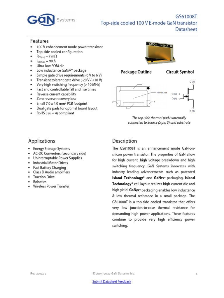 GS61008T DS Rev 200402 | PDF