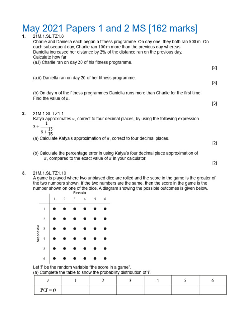May 2021 Papers 1 and 2 | PDF