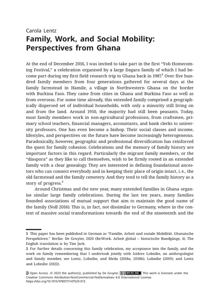 Family Work and Social Mobility Perspectives From | PDF