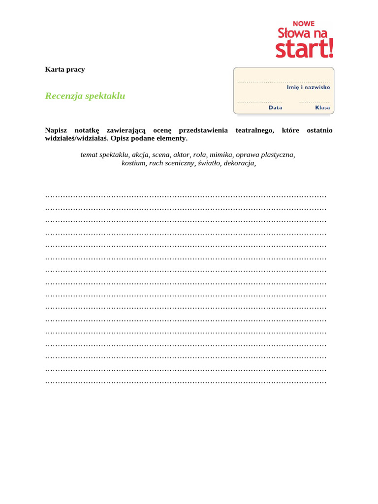 rozdzial-1-temat-11-karta-pracy-recenzja-spektaklu | PDF