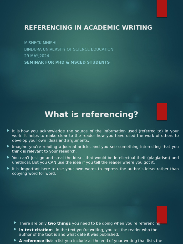 Referencing in Academic Writing | PDF