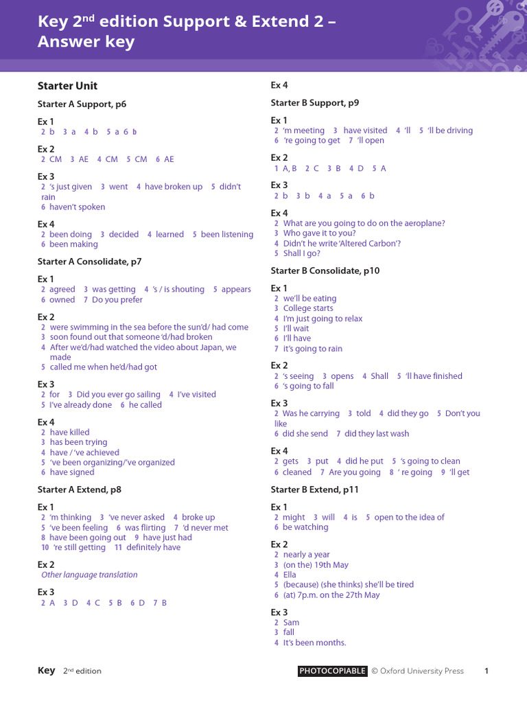 Key 2 New Ed. Support and Extend KEY | PDF