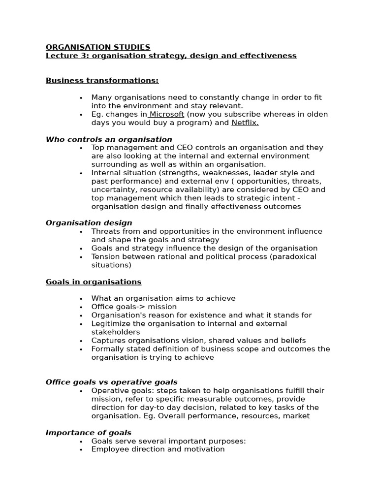 Organizational Strategy & Design | PDF | Strategic Management | Career ...