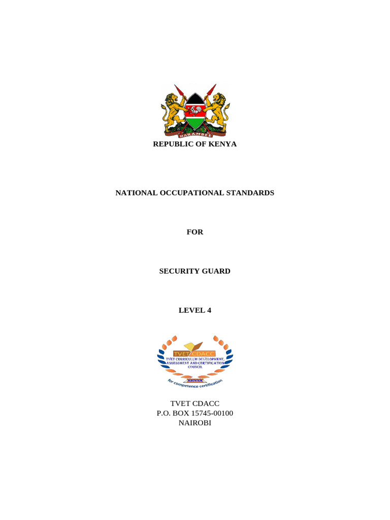 Occupational Standards For Security Level 4 | PDF