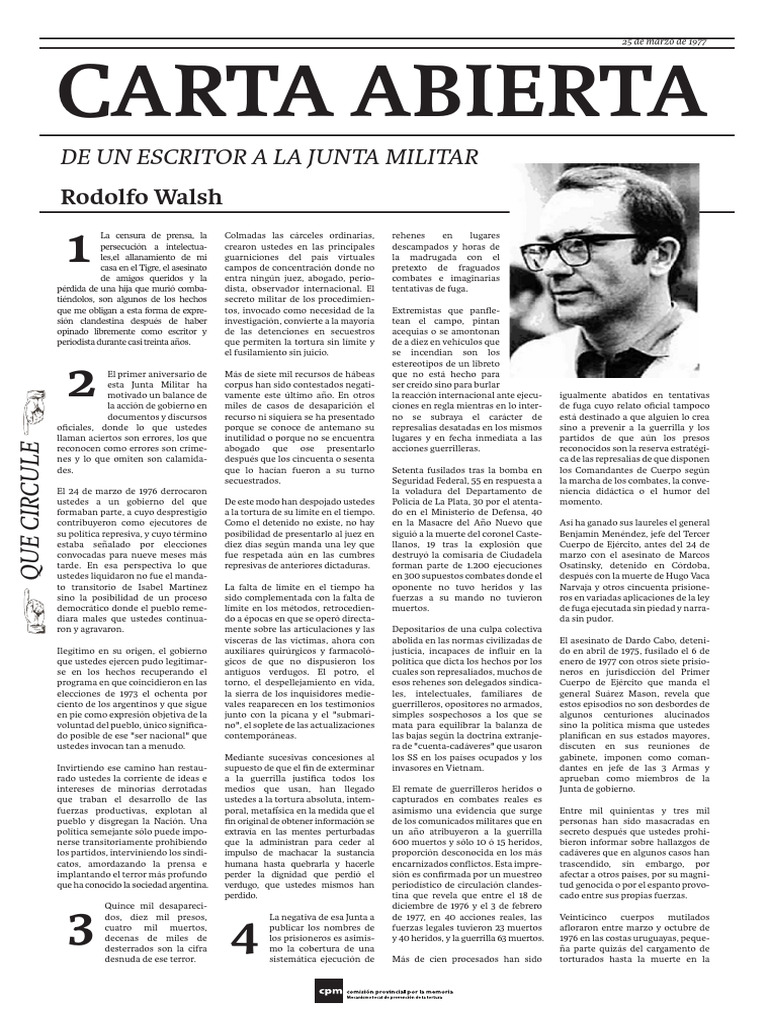 Carta Abierta Rodolfo Walsh | PDF
