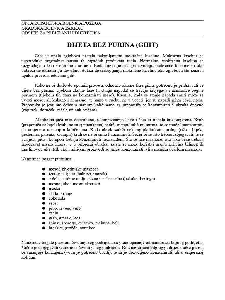 Upute - Dijeta Bez Purina | PDF