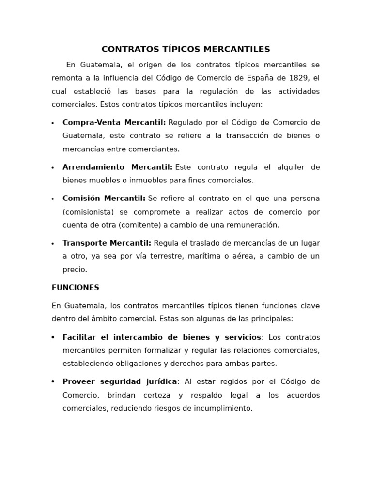 CONTRATOS TÍPICOS MERCANTILES | PDF