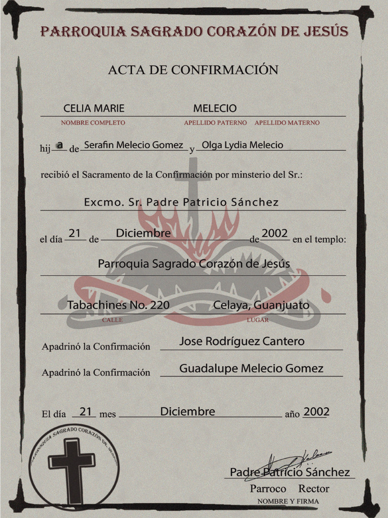 Acta de Confirmación 2.1 | PDF