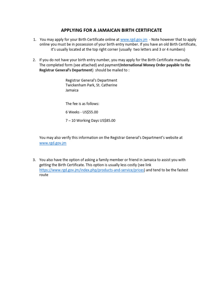 Birth Certification Application | PDF