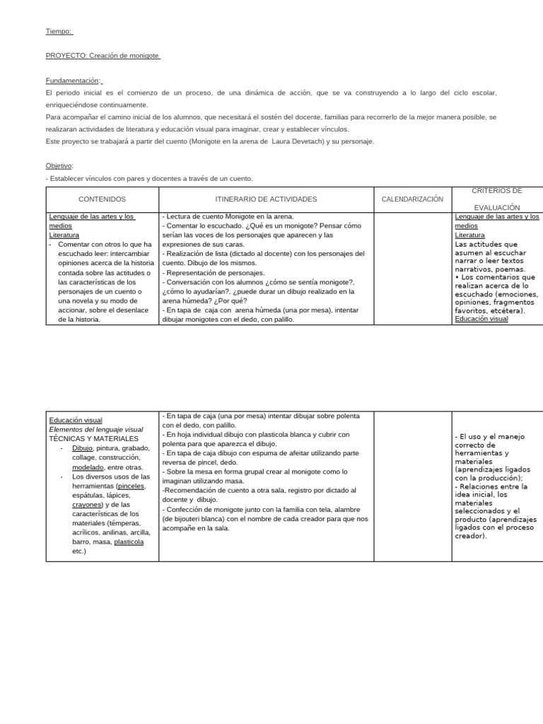 Proyecto Monigote | PDF | Cuentos | Dibujo