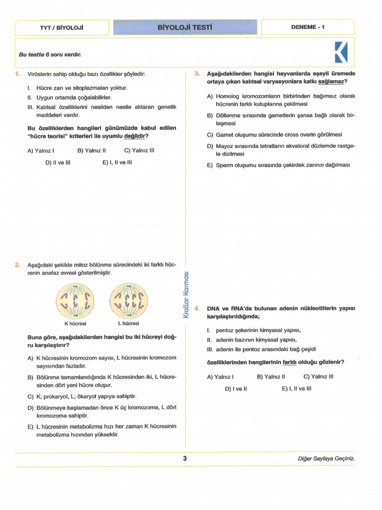 Krallar Karmasi Tyt Deneme | PDF