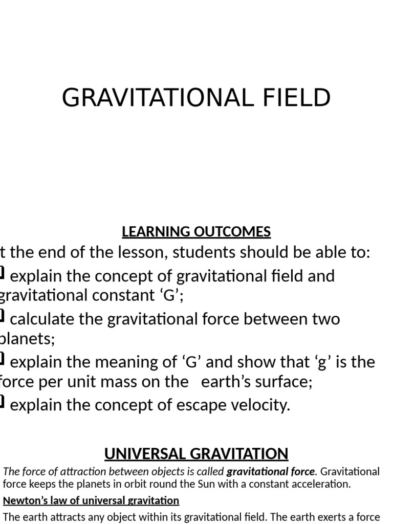 Gravitational Field | PDF