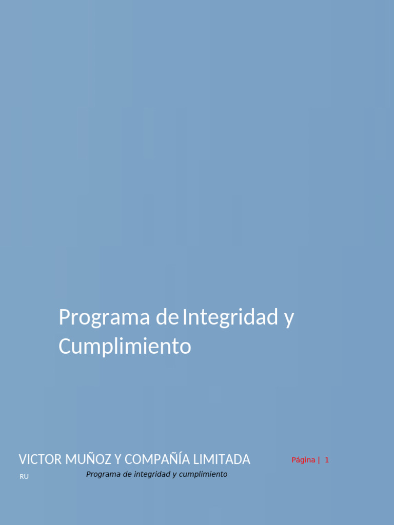 Programa de Integridad y Cumplimiento ASEO UNIVERSO | PDF