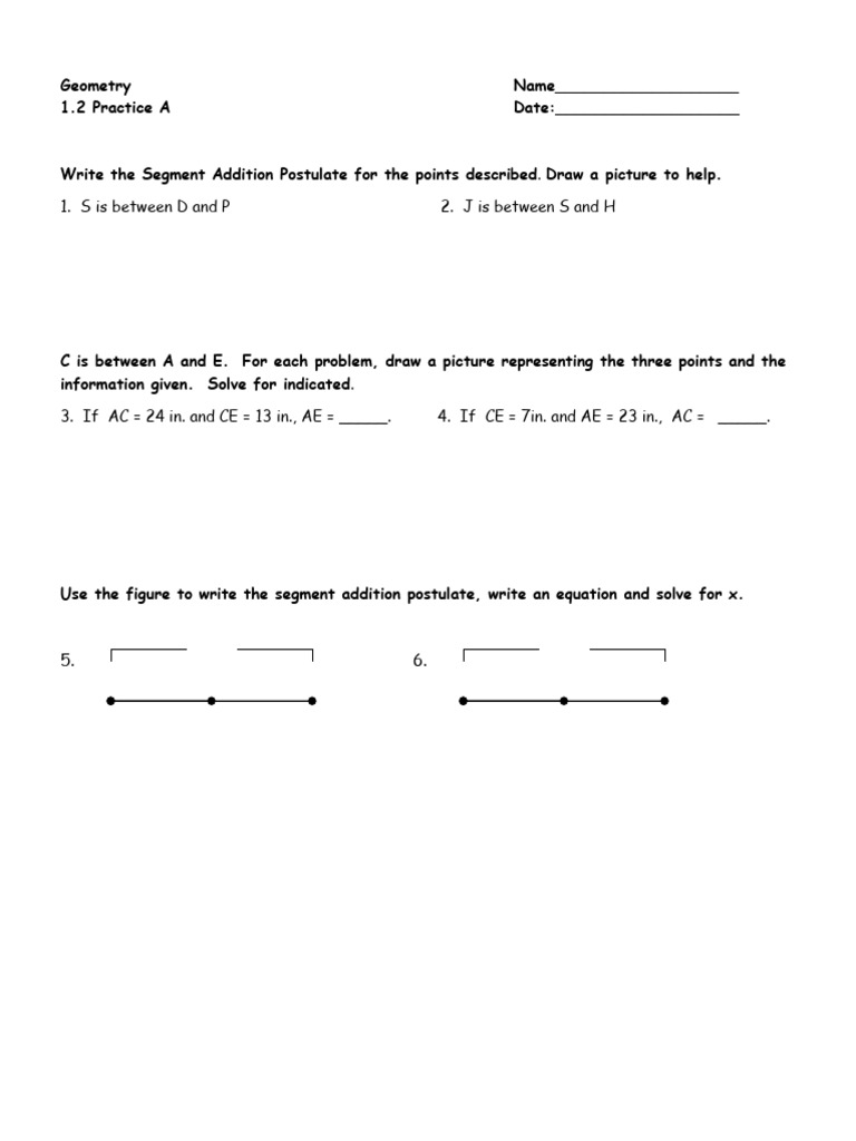 Segment Addition Worksheet | PDF