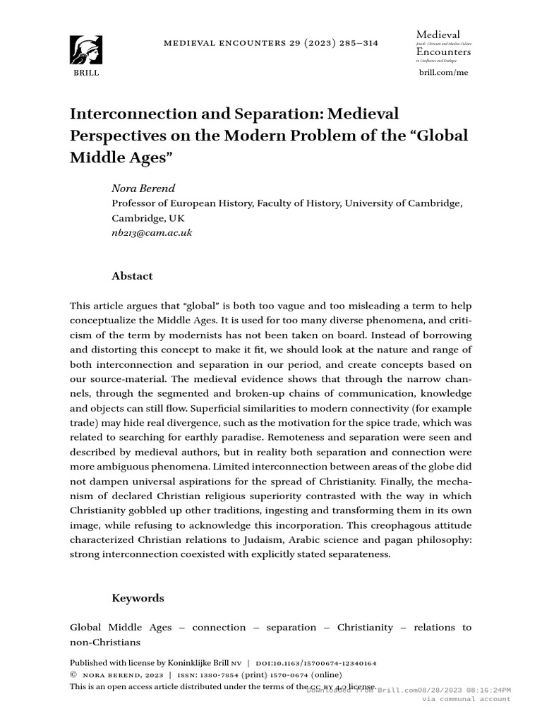 BEREND, Nora Interconnection and Separation Medieval Perspectives | PDF