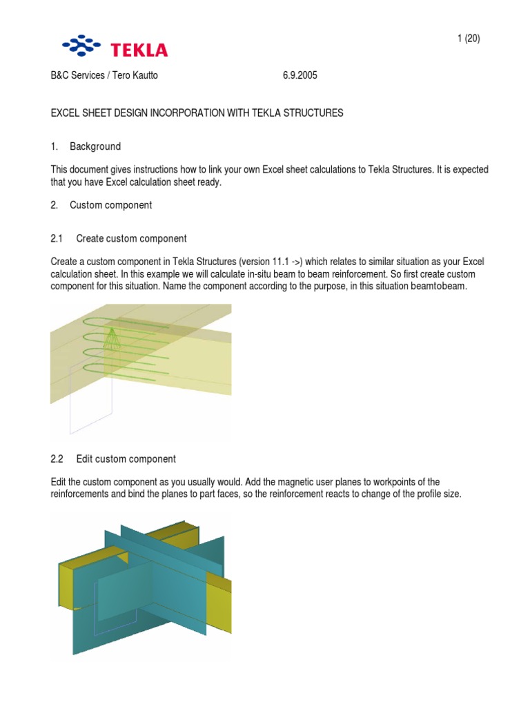 Excel With Tekla Structures Custom Components | PDF | Microsoft Excel | Parameter (Computer ...