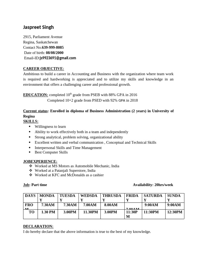 Jaspreet Singh Randhawa Resume | PDF