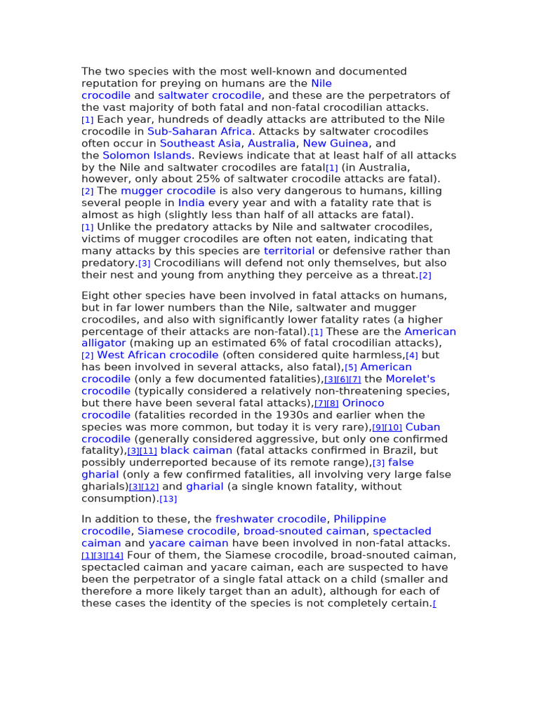 Crocodile Attacks | PDF