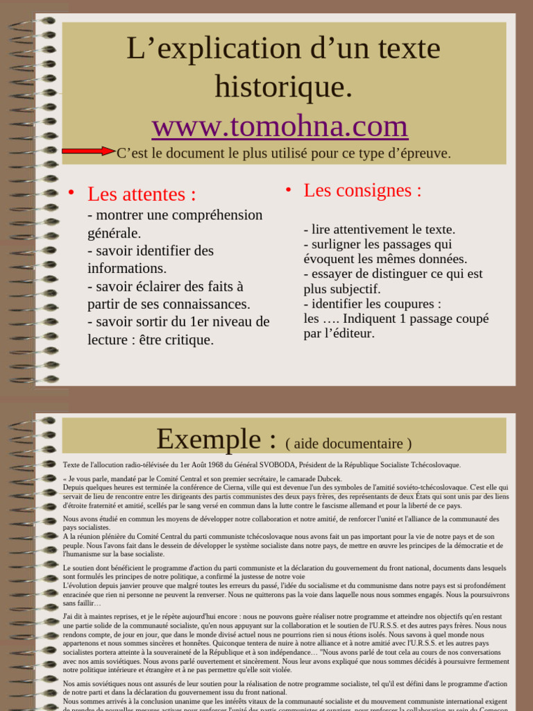 L - Explication D - Un Texte Historique | PDF