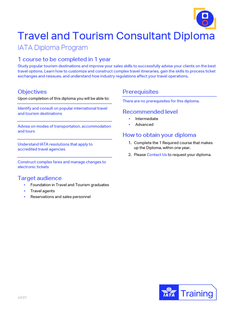 IATA Travel and Tourism Diploma Overview | PDF