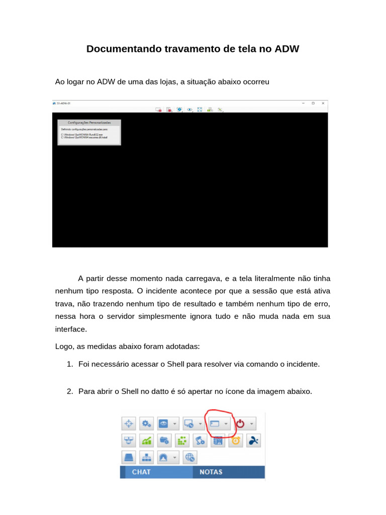 Documentando Travamento de Tela No ADW | PDF