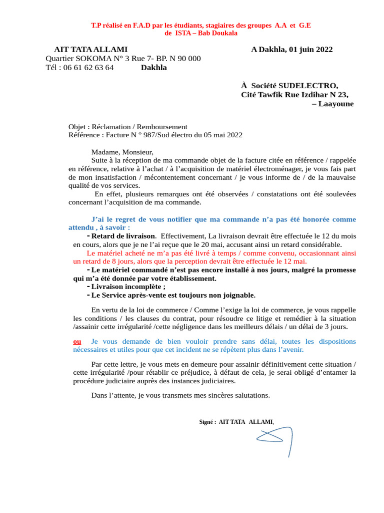 TP La Lettre 2 | PDF