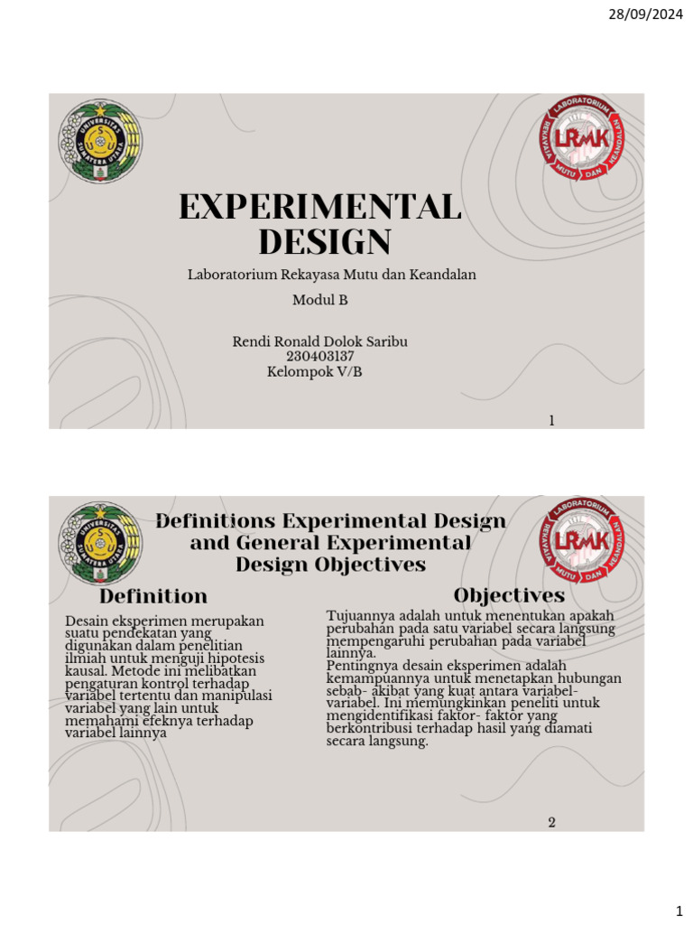 Experimental Design | PDF