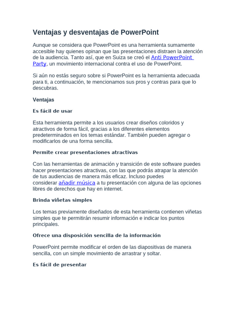 Ventajas y Desventajas de PowerPoint | PDF