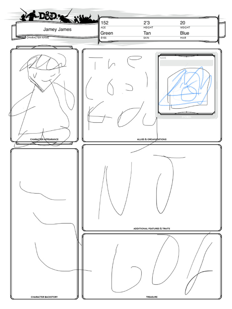 Character Details (Optional) - Form Fillable | PDF