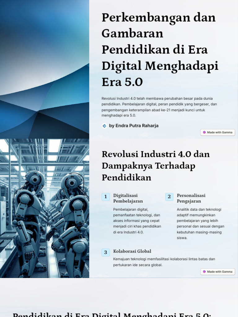 Perkembangan Dan Gambaran Pendidikan Di Era Digital Menghadapi Era 50 | PDF