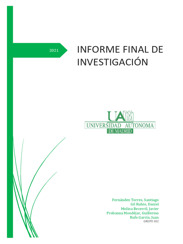 INFORME FINAL DE INVESTIGACIÓN. | PDF