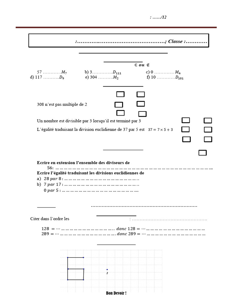 DEVOIR 1 MATHS 5ème | PDF