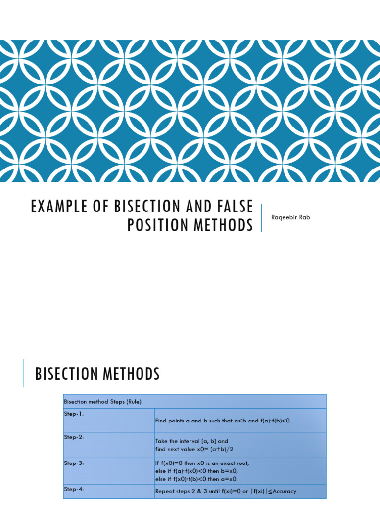 Example of Bisection and False Position Methods | PDF