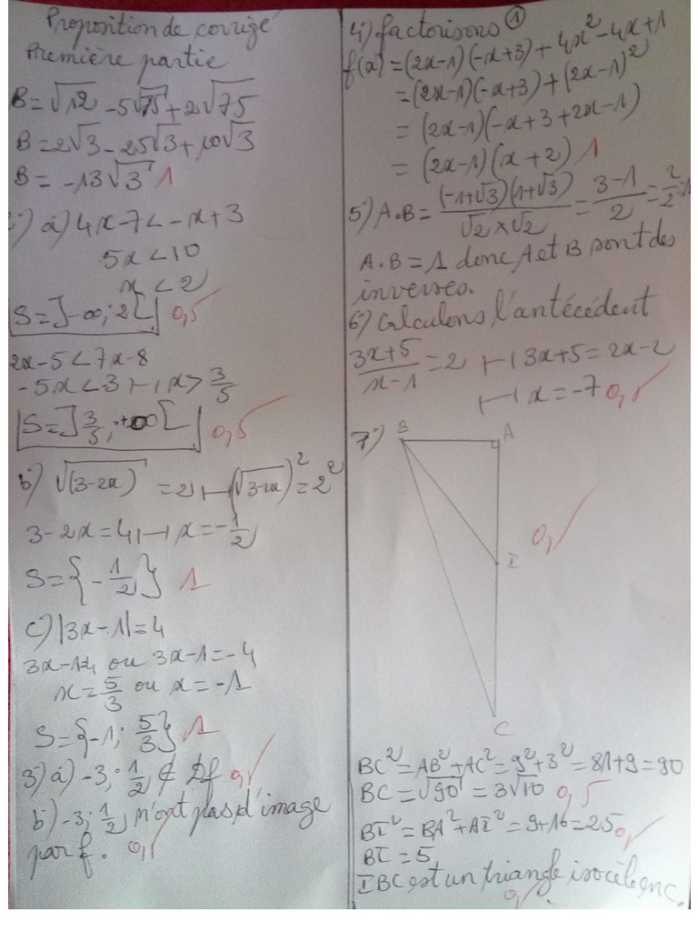 CORRECTION MATHS DE YAO | PDF