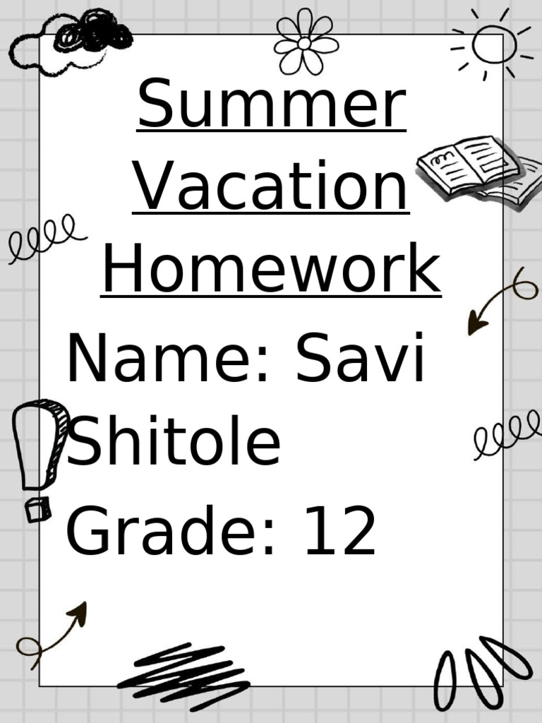 Front Page Summer Vacation Homework English | PDF