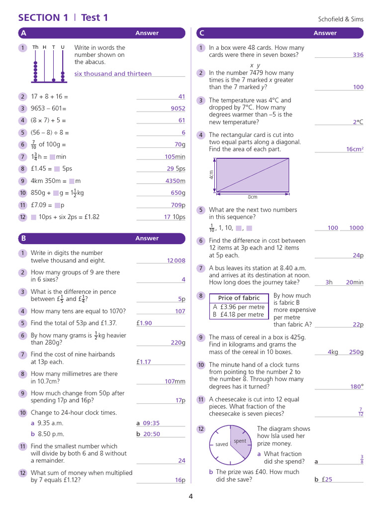 Section 1 Test 1: 336 Six Thousand and Thirteen | PDF
