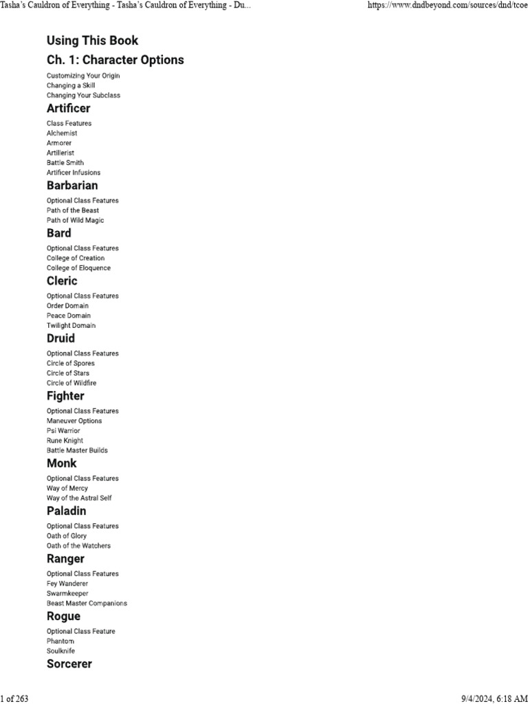 Tasha's Cauldron of Everything | PDF