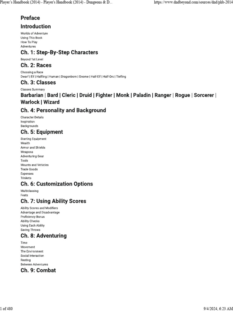 Player's Handbook (2014) | PDF