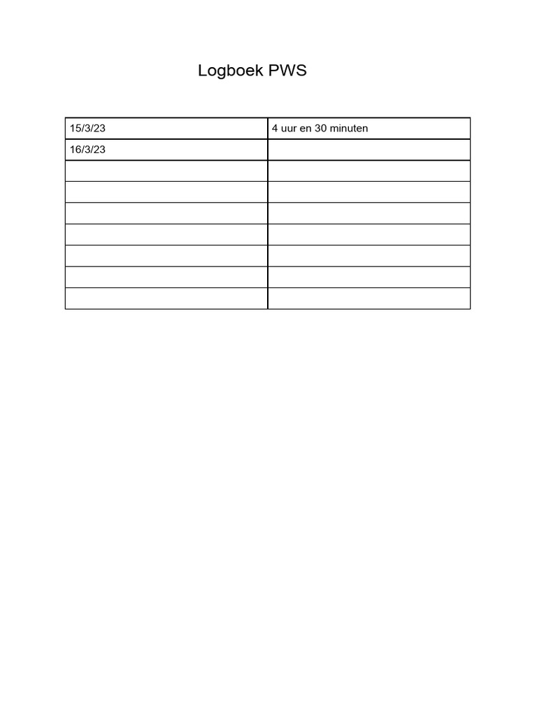 Logboek PWS | PDF
