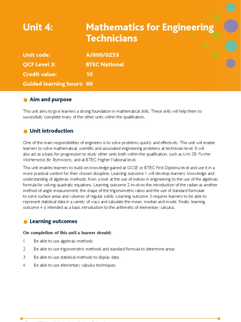 Unit 4 Mathematics For Engineering Technicians | PDF | Trigonometric ...