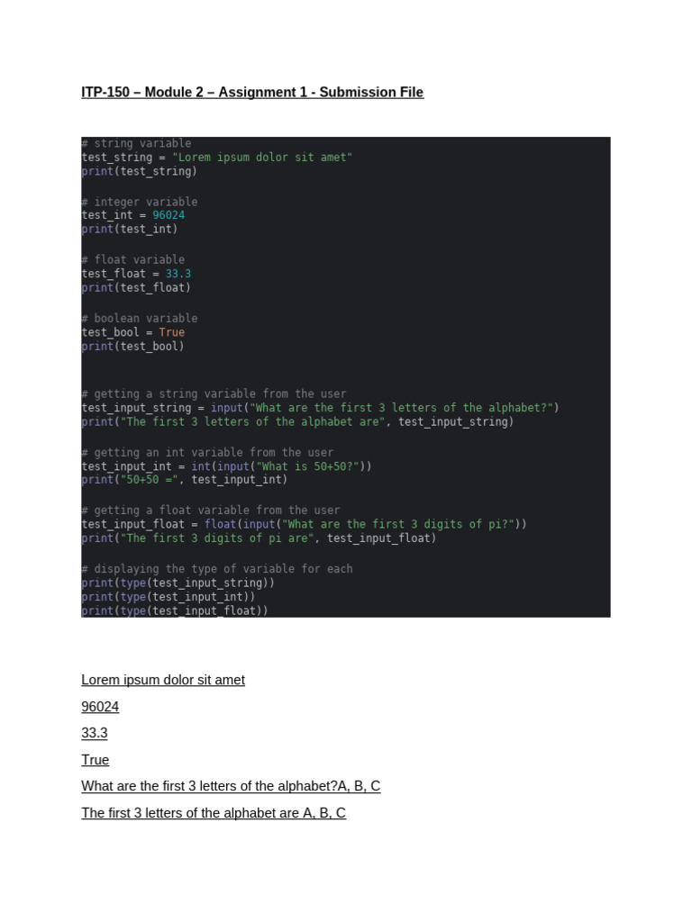 Python Intro Class Module 02 Assignment 1 Submission File Pdf