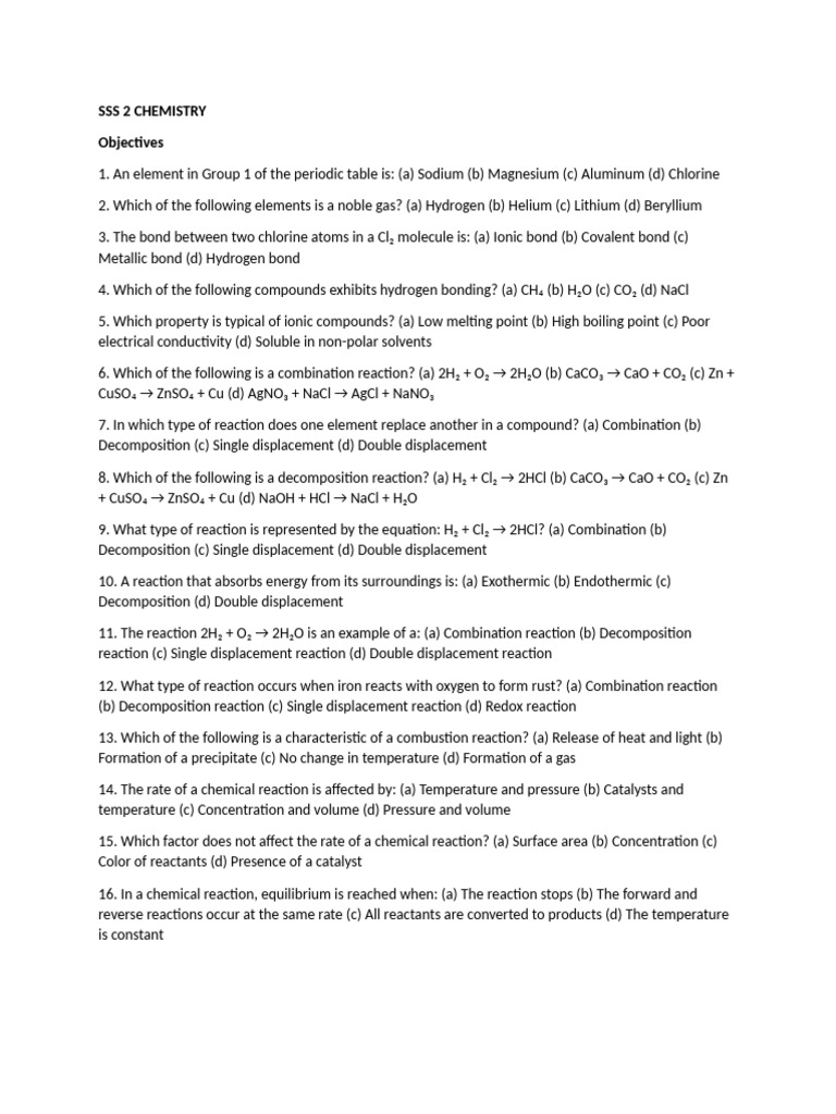 Chemistry SSS 2 | PDF