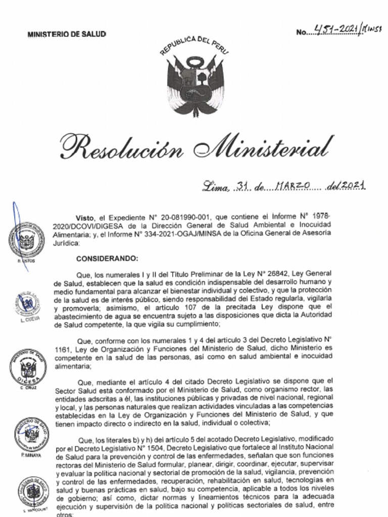 DIRECTIVA RM 451-2021-MINSA-1-15 PARTE I | PDF