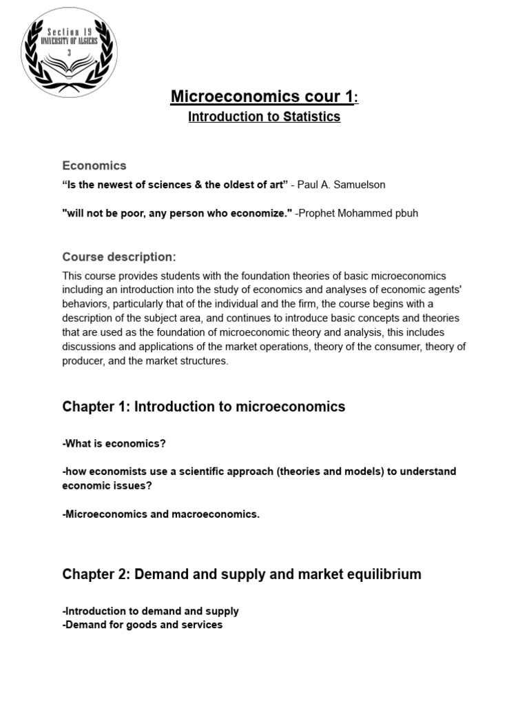 Microeconomics_cour_1-1 | PDF