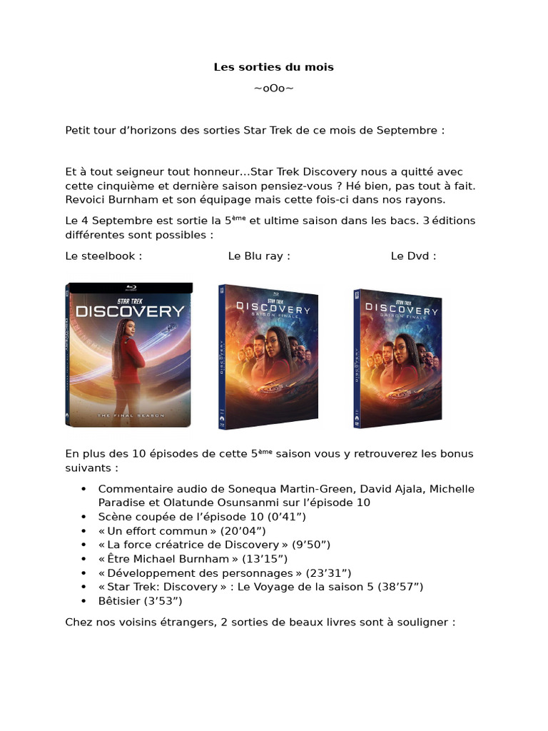 Les Sorties Du Mois | PDF